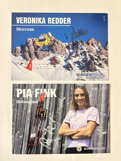2 HANDSIGNIERTE AUTOGRAMMKARTEN , VEROLIKA REDDER & PIA FINK ...