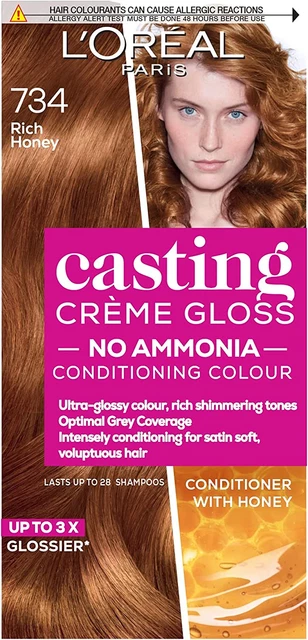 L’ORÉAL PARIS AMMONIA Free Semi-Permanent Hair Dye, 734 Rich Honey ...