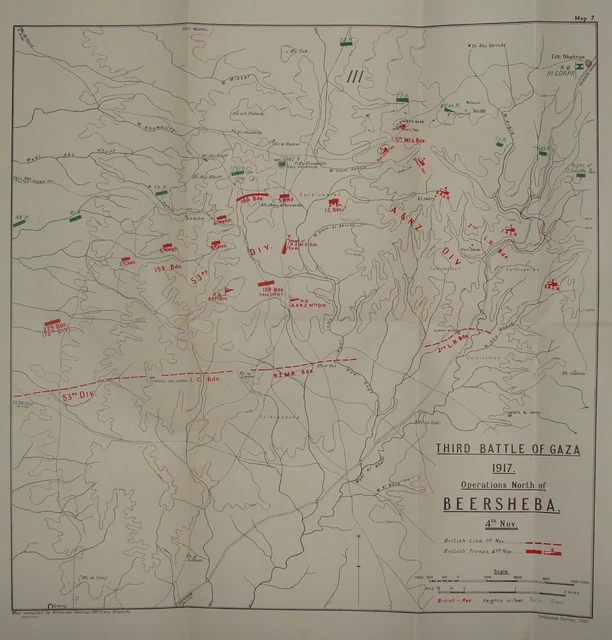 ISRAEL ARMY MAP Palestine Military WWI Turkish British Army Military ...
