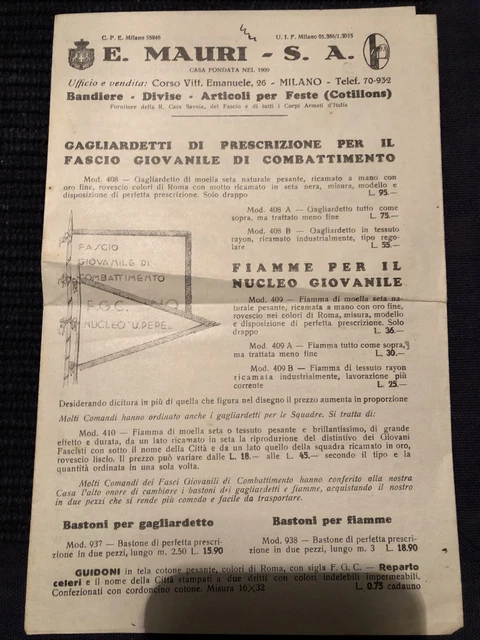CATALOGO DIVISE BALILLA fascista Fascio Fascismo anni 30 Milano EUR 25 ...