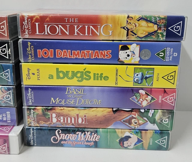 12 X WALT Disney Pixar Children's VHS Video Tapes Bundle Mulan Bambi ...