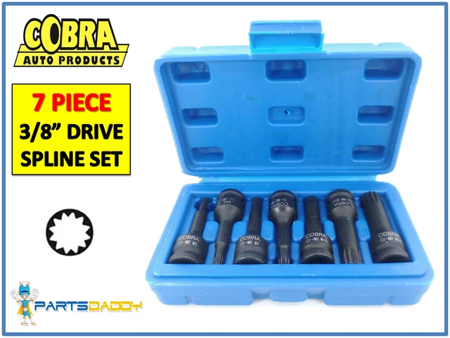 COBRA 7PC SPLINE Socket Bit Set 3/8" Drive M5 M6 M7 M8 M10 M12 M14 12 ...