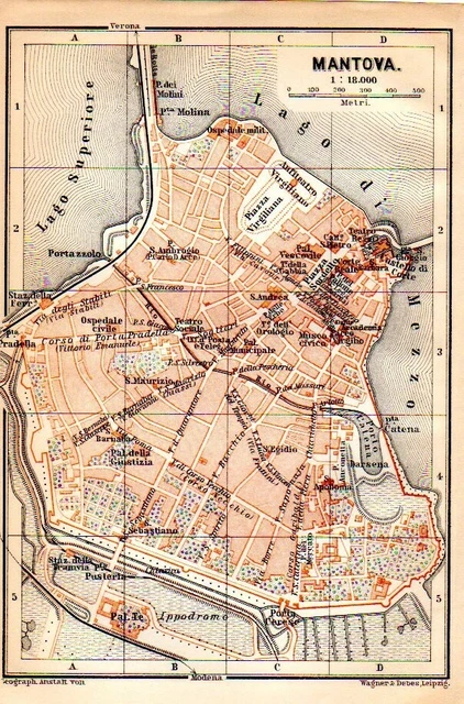 MANTOVA MANTOVA ITALIA Mappa Antica Autentica, Pianta; c1885 EUR 11,71 ...