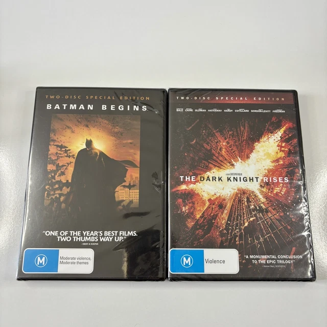 BATMAN BEGINS & The Dark Knight Rises DVD Region 4 PAL Brand New Sealed FreePost $21.99 ...