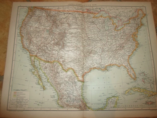 OLD MAP UNITED STATES (GENERAL MAP) ~ Taken From The Universal Atlas ...