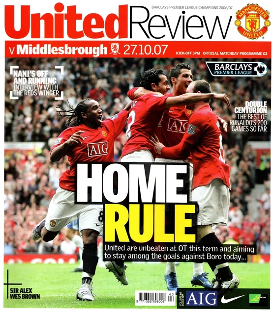 MANCHESTER UNITED V Middlesbrough programma Premier League 2007-2008 27/10/2007 EUR 4,43 ...