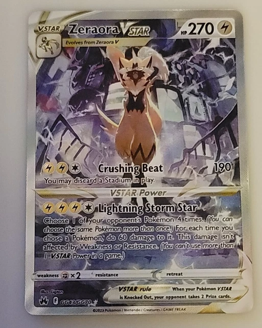POKÉMON TCG ZERAORA VSTAR Crown Zenith: Galarian Gallery GG43/GG70 EUR 13,19 - PicClick FR
