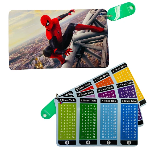 SPIDER MAN TIMES Tables Flash Cards Home School Math Resource LAMINATED ...