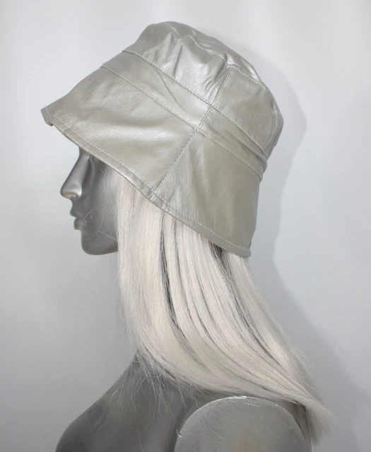 SILVER BUCKET HAT Attached Blonde Hair Wig Cosplay Fancy Dress Costume ...