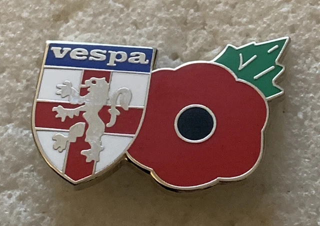 RARE VESPA POPPY Enamel Badge Scooter Scene Oi Trojan Madness Specials ...