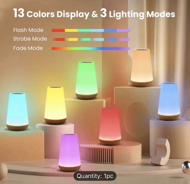 LED TOUCH NIGHT Light - Rechargeable, RGB 13 Color Changing, with ...