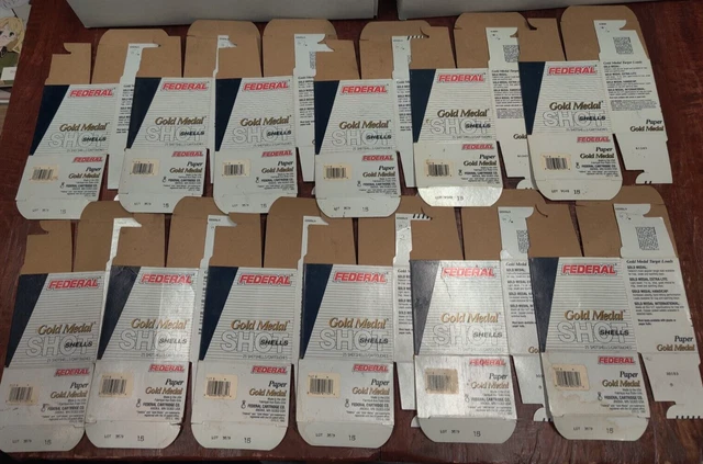 FEDERAL GOLD MEDAL TRAP LOAD 12 GA EMPTY Ammo Box lot of 12 reloading ...