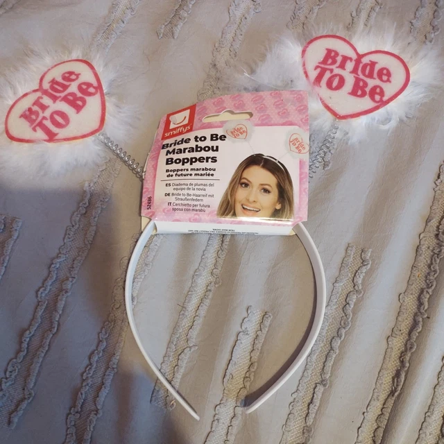 NEW BRIDE TO Be Party Marabou Boppers Hen Night Ladie-Smiffy's. White ...