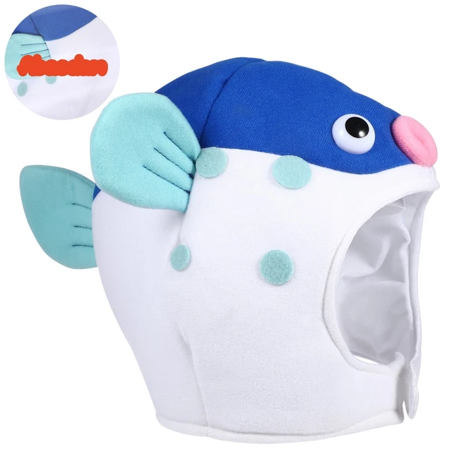 HAT COSPLAY PUFFERFISH Stuffed Animal Faux Fur Plush Festival Headwear ...