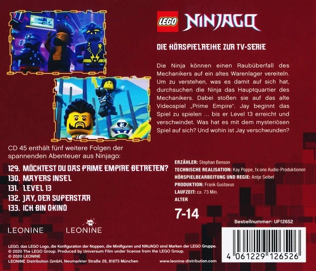 LEGO NINJAGO-MASTERS OF Spinjitzu Lego Ninjago (CD 45) (CD) EUR 12,23 ...