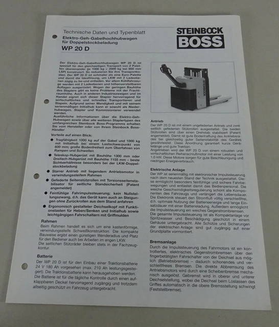 TECHNICAL DATA SHEET / Typenblatt Steinbock Boss Forklift Wp 20 D From ...