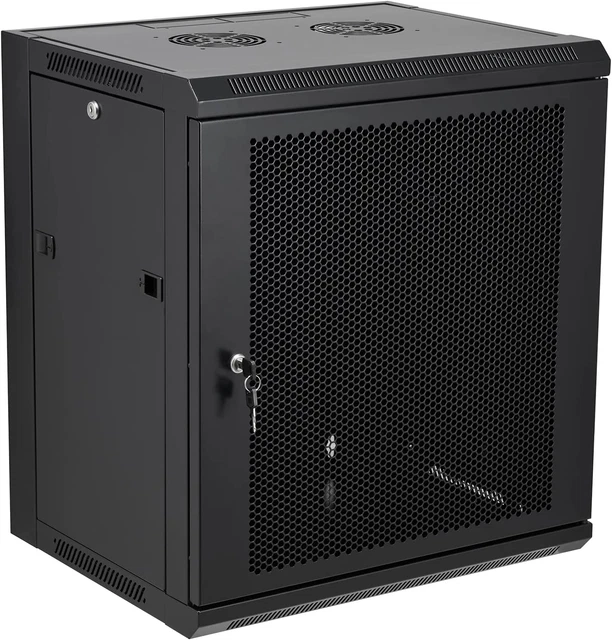 12U WALL MOUNT Server Cabinet Network Rack Vented Enclosure Locking ...