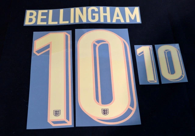 OFFICIAL ENGLAND BELLINGHAM 10 euro 2024 Football badge Name/Number Set ...