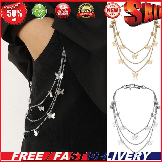 MULTI-LAYER BUTTERFLY WAIST Chain Hip Hop Pants Belt Chain Clothing ...