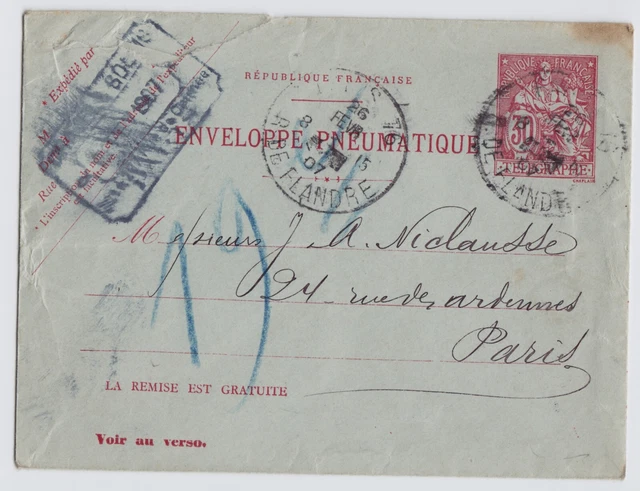 FRANCE 1907 30C used Paris Pneumatic post envelope EUR 1,00 - PicClick FR