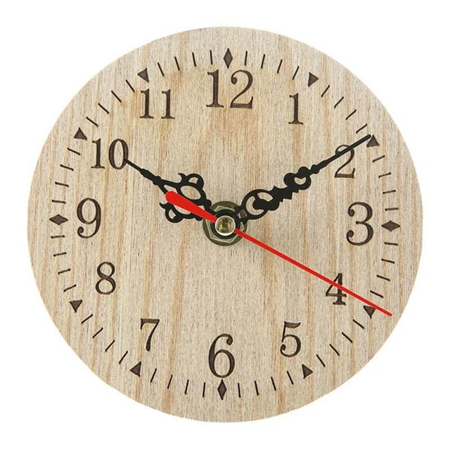 ANCIENNE HORLOGE DE table ronde vintage en bois mouvement ?? quartz silencieux d EUR 20,75 ...