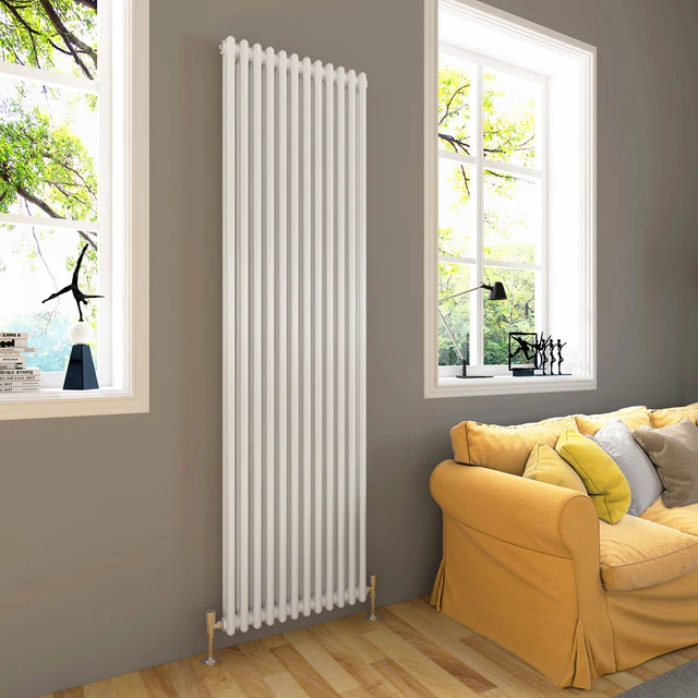 WHITE TRADITIONAL RADIATOR Vertical Double Column Vintage Style Rads ...