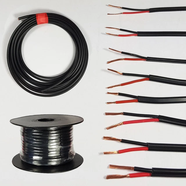 AUTOMOTIVE ROUND TWIN 2 Core Cable 12V/24V Thinwall Red/Black Auto Wire ...