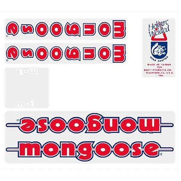 MONGOOSE - 1985-86 M1 Decal set - Blue or Chrome frame - Old school bmx ...