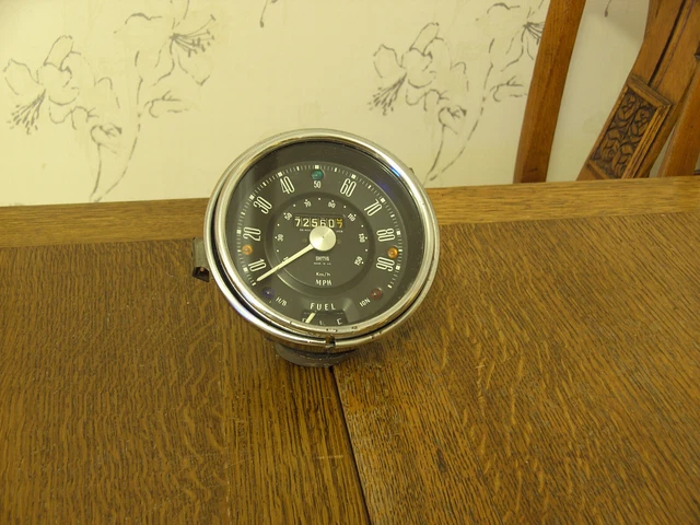 CLASSIC MINI ORIGINAL Mk1 Speedo With Rare Chrome Outer Trim Ring Suit ...