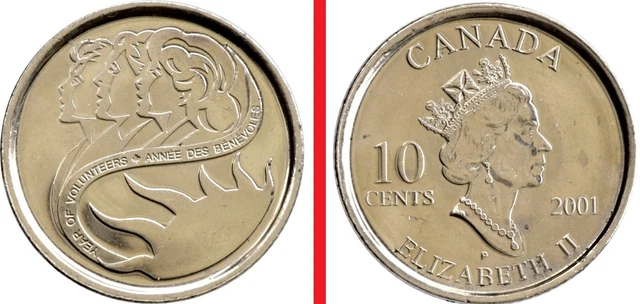 2001 10 CENTS Canada Year of Volunteers 🍁💲 Commemorative coin ...