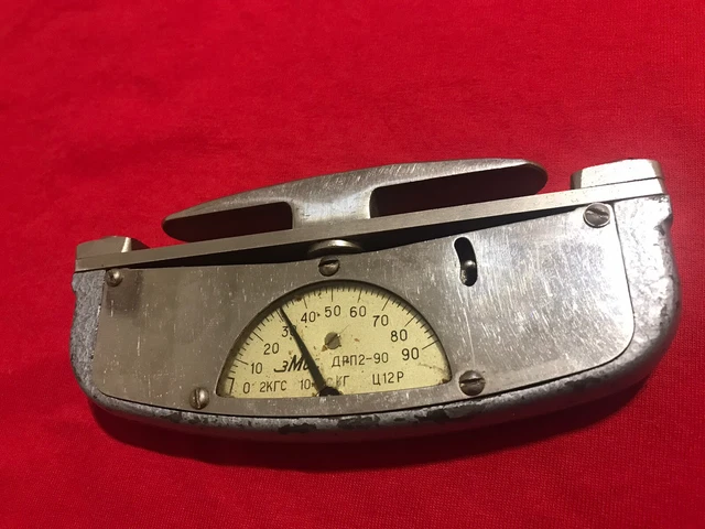 VINTAGE SOVIET MECHANICAL force meter dynamometer DRP2-90 USSR metal ...