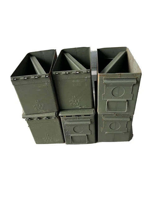 6(SIX) PACK ORIGINAL .50 CALIBER 5.56mm AMMO CAN M2A1 50CAL METAL AMMO ...