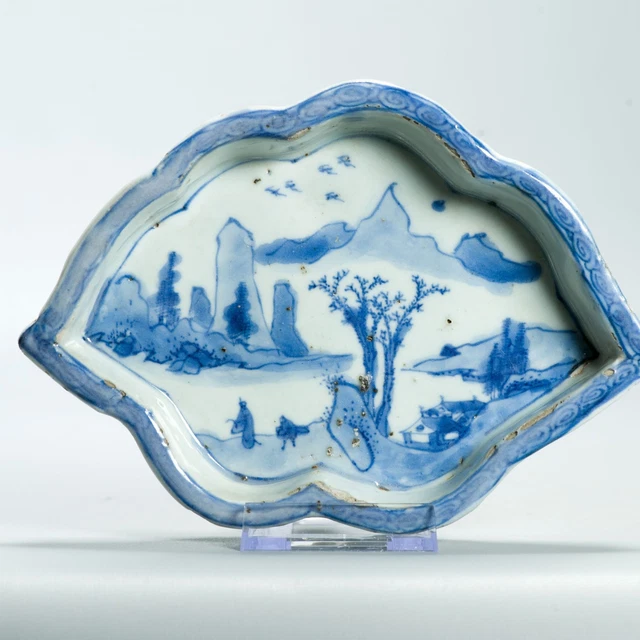 ANTIQUE MING LITERATI Tianqi Period 17th c Chinese Porcelain China Dish ...