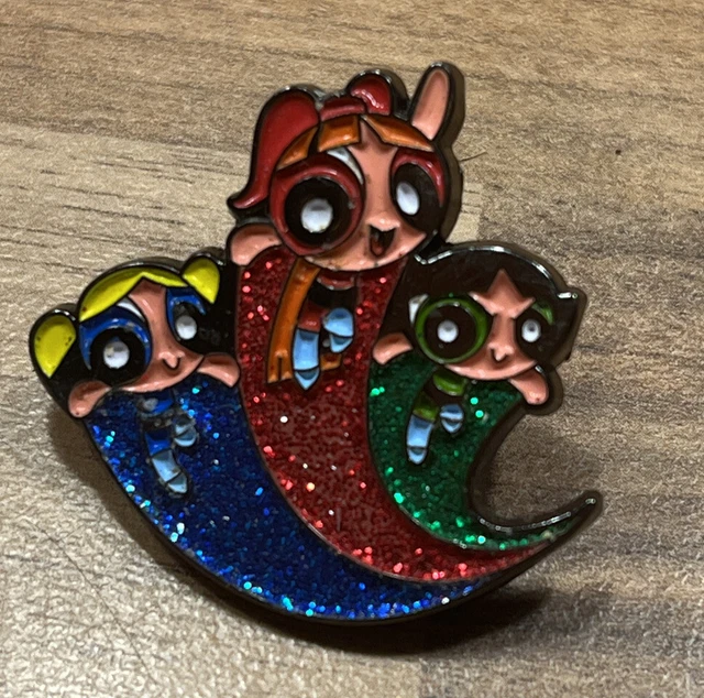THE POWERPUFF GIRLS pin badge- 90s TV Cartoons Bubbles Blossom ...