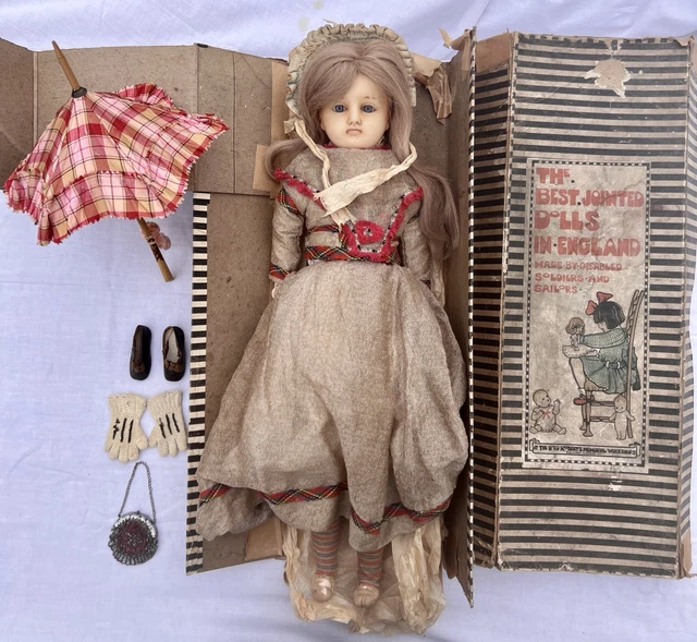 VERY RARE ANTIQUE WW1 Wax Doll Lord Roberts Memorial Workshop In ...