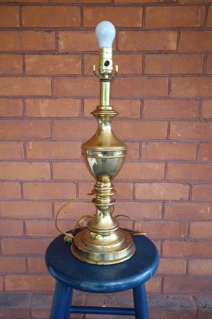 VINTAGE BEAUTIFUL HEAVY Weight Solid Brass Table Lamp with Polished ...