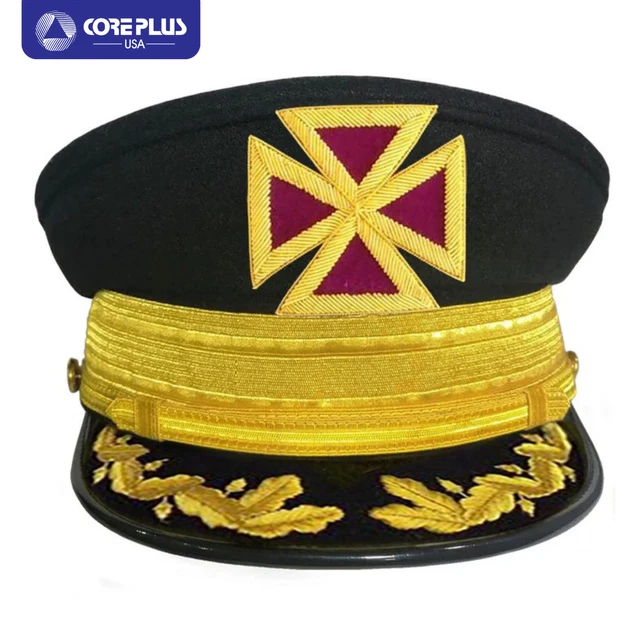MASONIC PAST GRAND Commander Knights Templar Hat with Vinework & Gold ...