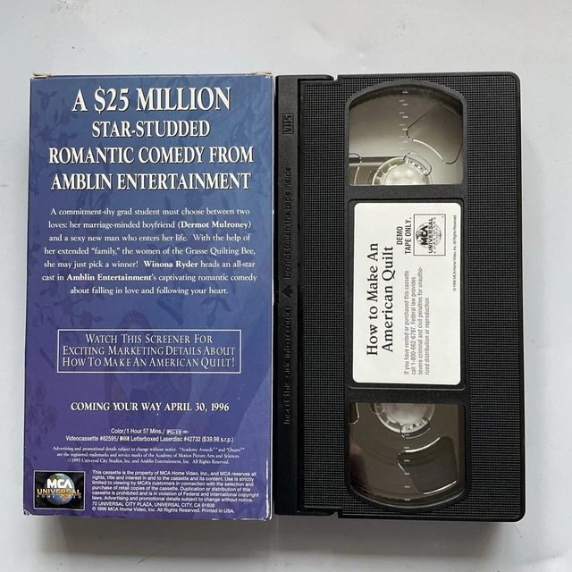 HOW TO MAKE an American Quilt 1996 VHS SCREENER Promo Copy DEMO Winona ...