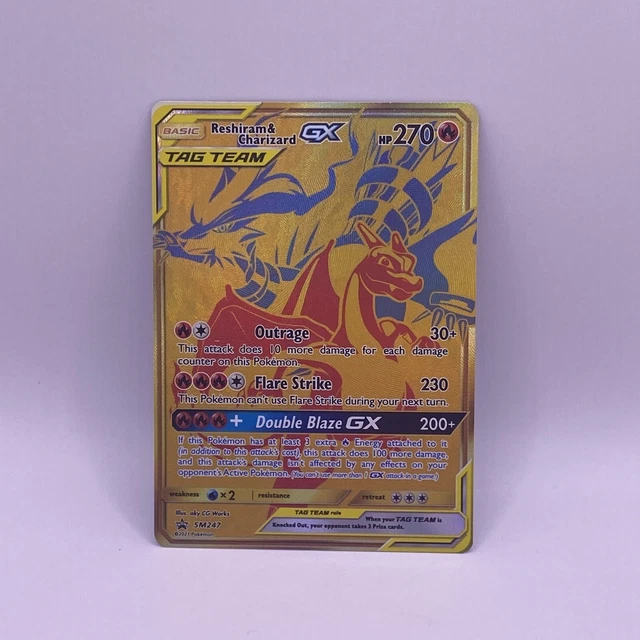 JUMBO RESHIRAM & Charizard GX Tag Team Gold Promo SM247 Pokémon PACK ...