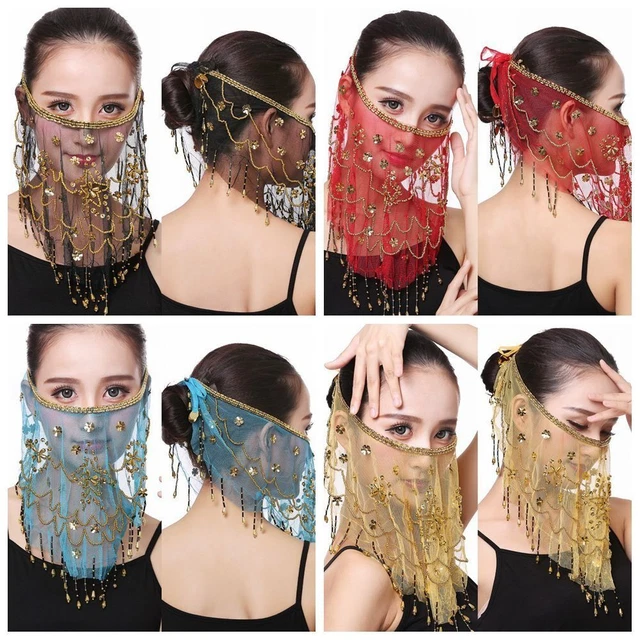 COSTUMES MESH FACE Veil Face Veil Belly Dancing Veils Indian Belly ...