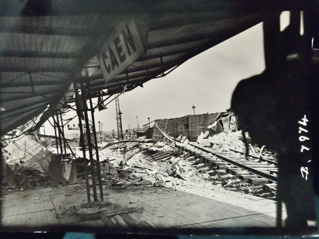 ORIGINAL PHOTO WW2: D-DAY_CAEN_BOMBARDED STATION_July 1944 £26.60 ...
