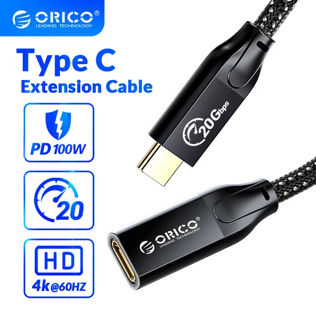 ORICO TYPE C Extension Cable 20Gbps PD100W HD 4K@60Hz Male to Female ...