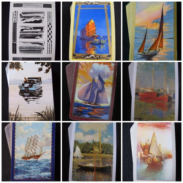 VINTAGE PLAYING CARDS Boat Galleon Ship Yacht Fishing Pack Deck 1930s ...
