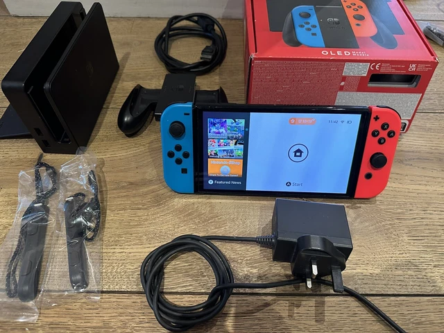 NINTENDO SWITCH OLED Handheld Console 64GB Black Neon Red/blue Case Sim ...