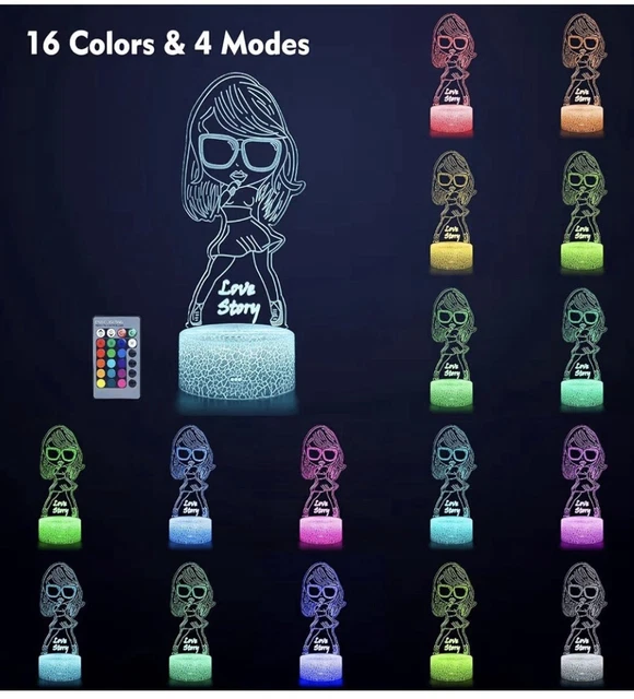 TAYLOR SWIFT 3D ILLUSION LAMP new in Box Kids night light Girls £6.95 ...