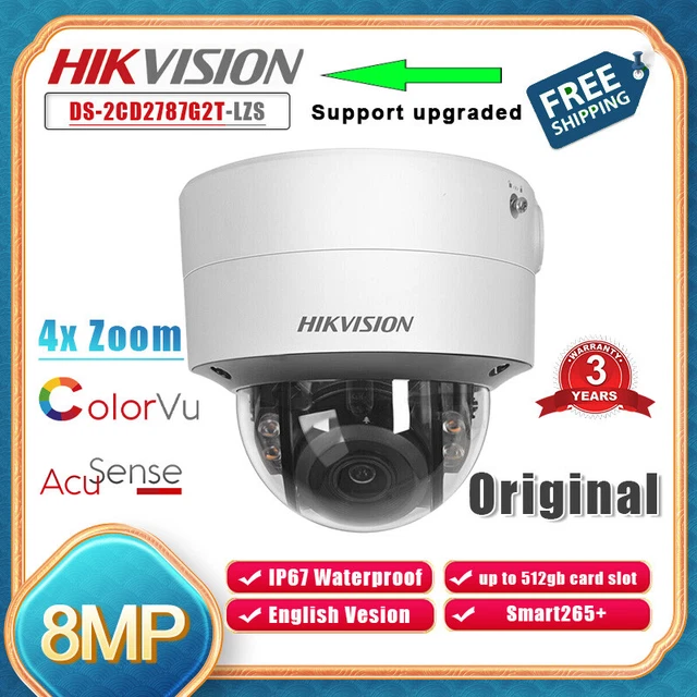 HIKVISION 4K 8MP 4x Zoom Dome IP Camera ColorVu PoE DS-2CD2787G2T-LZS ...