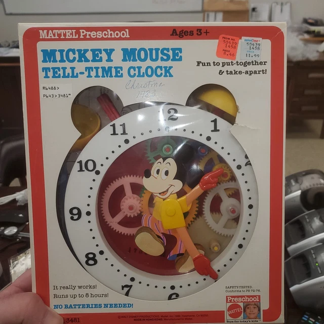 VINTAGE MATTEL Preschool Mickey Mouse Tell-Time Clock With Box $10.00 ...