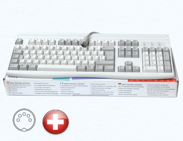 OLD SCHOOL DIN Keyboard Mitsumi Kpq-Ea5Za Swiss Layout Kpq-E99Zc-13 £77 ...