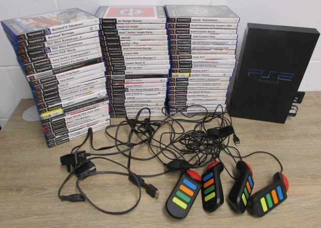SONY PLAYSTATION 2 PS2 SCPH-30003 Phat Working w/ 67 Games & Buzz NO ...