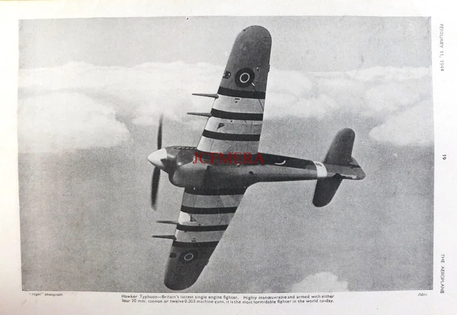 WW2 HAWKER TYPHOON Fighter Aircraft ADVERT #9 Vintage 1944 Photo Print ...